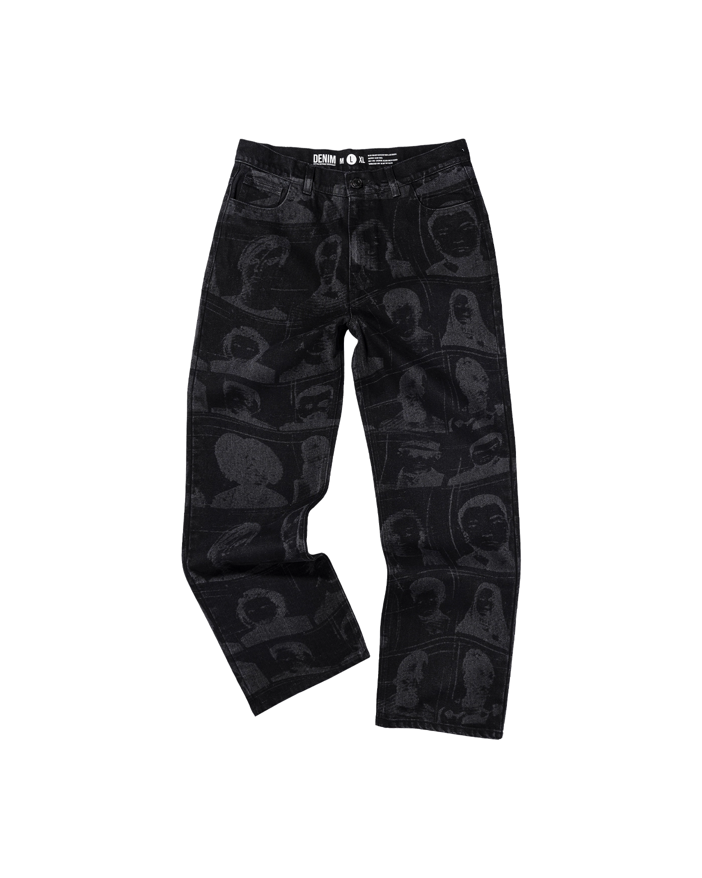 EXTRAORDINARY PORTRAIT PRINTING DENIM PANTS