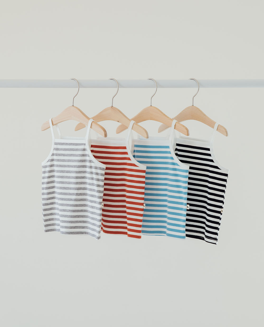 코튼스판 스트라이프 골지 캐미솔 티셔츠_4color | 무무즈