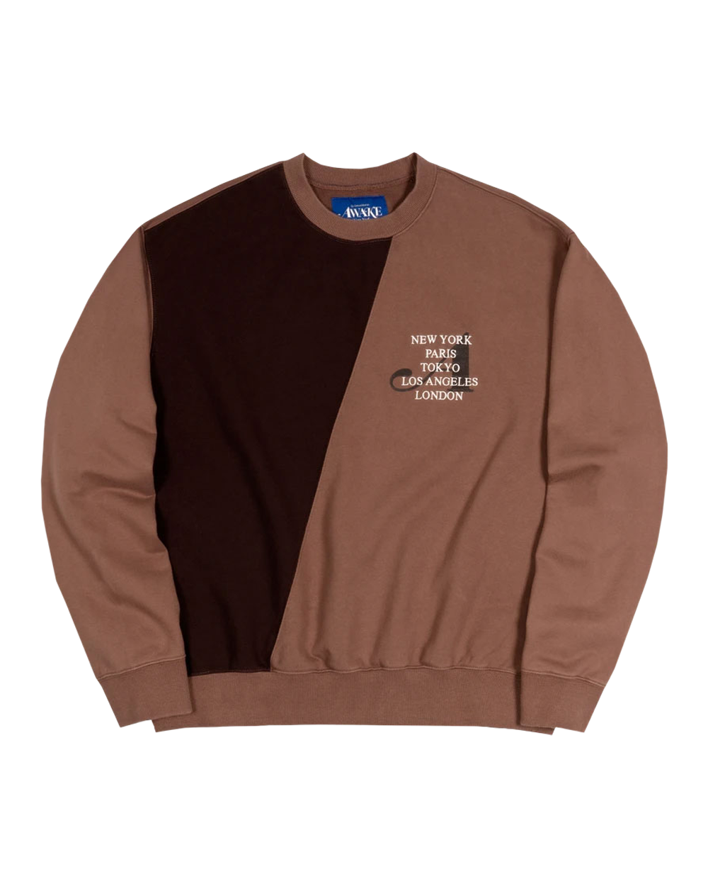 AWAKE NY TWO-TONE SPLIT CITY CREWNECK